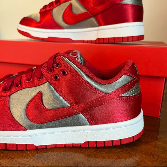 Nike | Shoes | Nike Dunk Low Red Satin | Poshmark